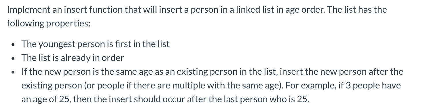 Solved Implement an insert function that will insert a | Chegg.com
