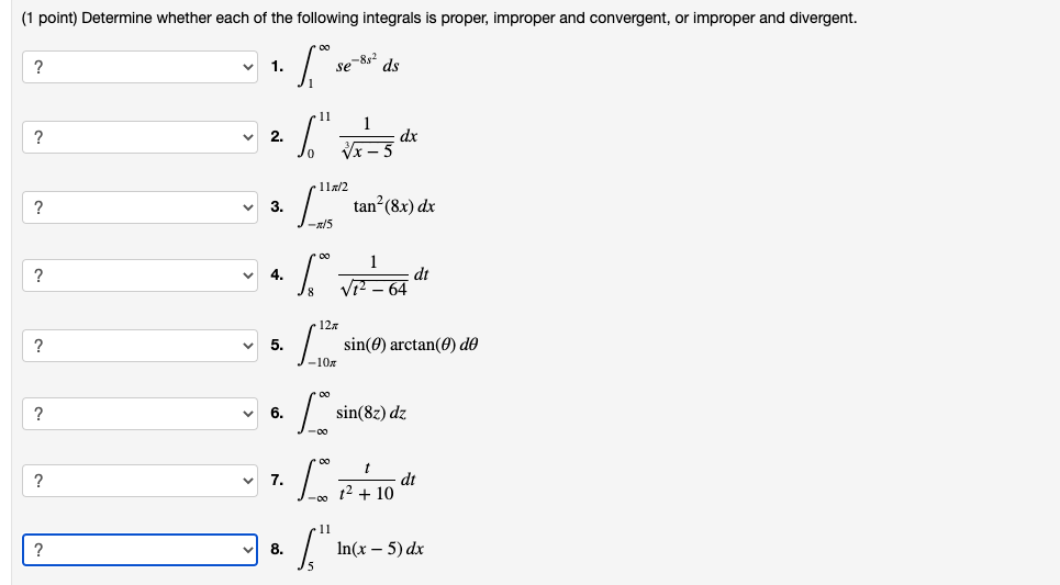 Solved (1 point) Determine whether each of the following | Chegg.com