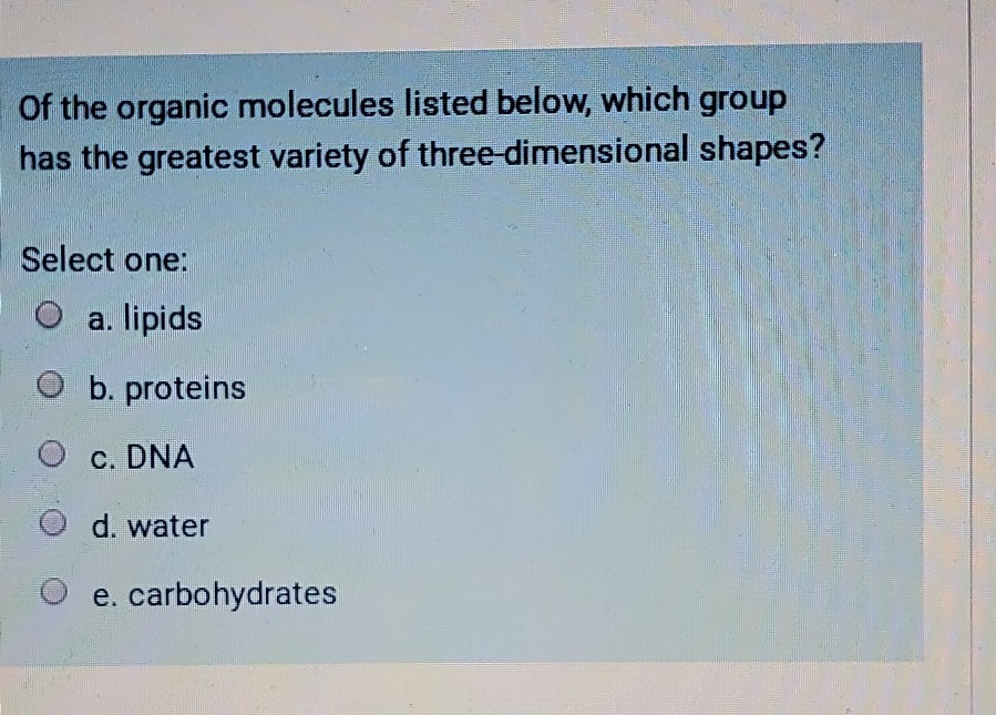 Solved Of the organic molecules listed below, which group | Chegg.com