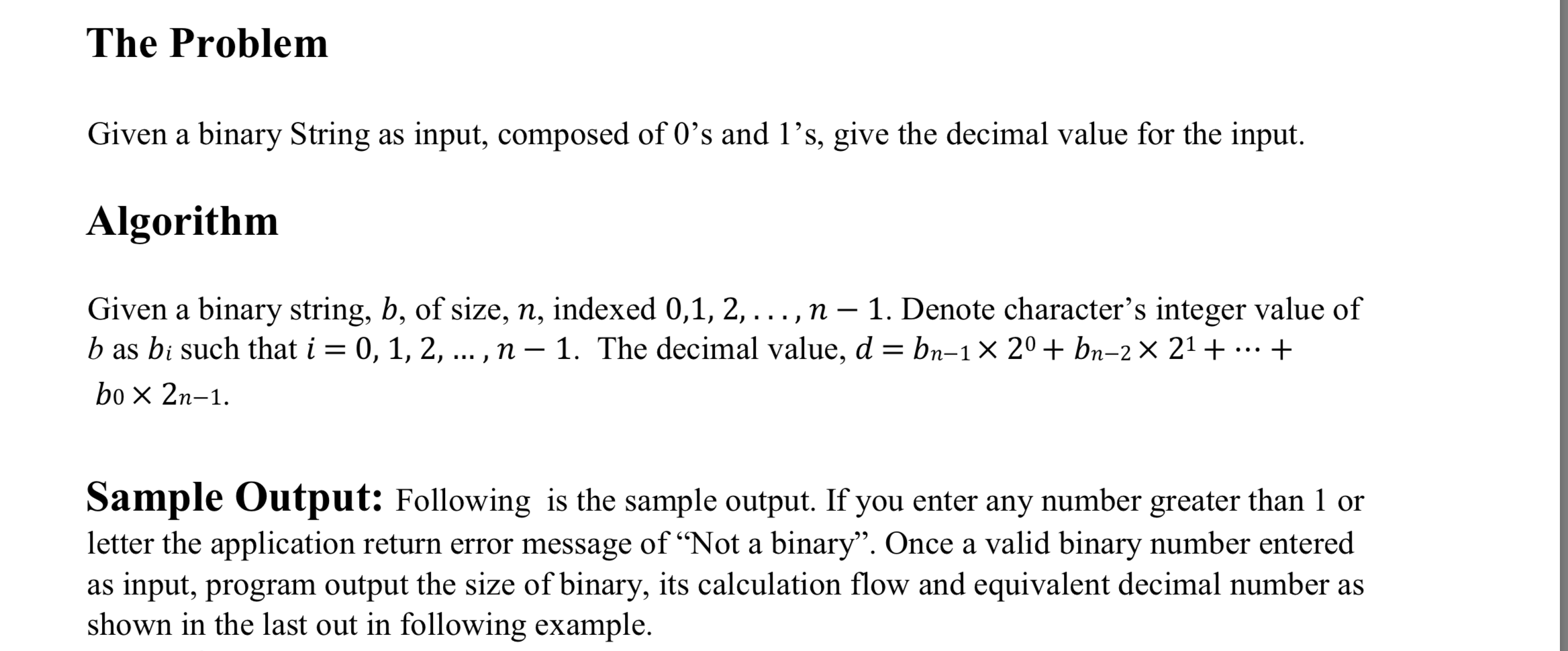 Solved The Problem Given A Binary String As Input Composed
