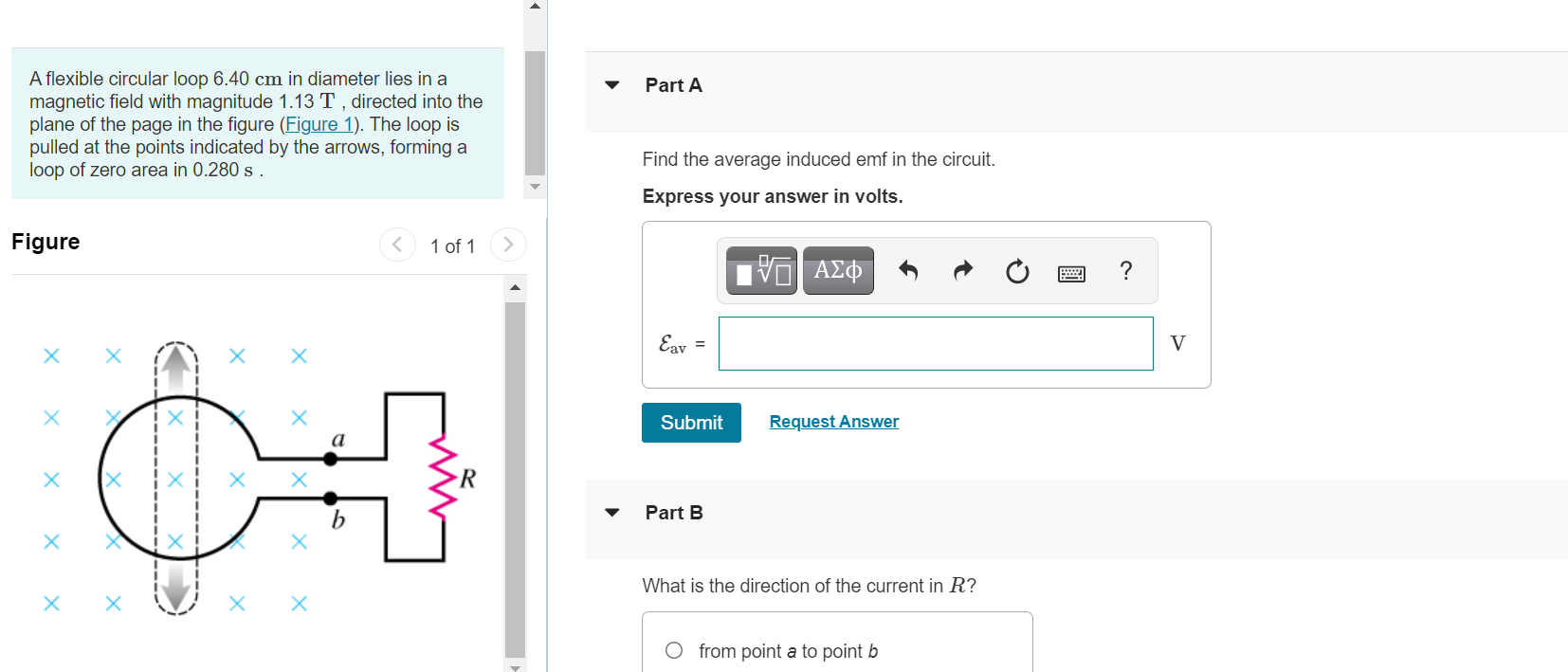 Solved Part A A flexible circular loop 6.40 cm in diameter | Chegg.com