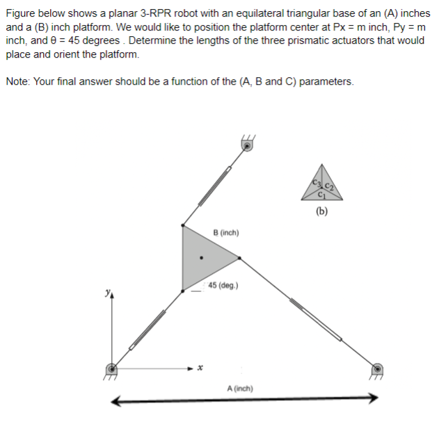 Solved Figure below shows a planar 3-RPR robot with an | Chegg.com