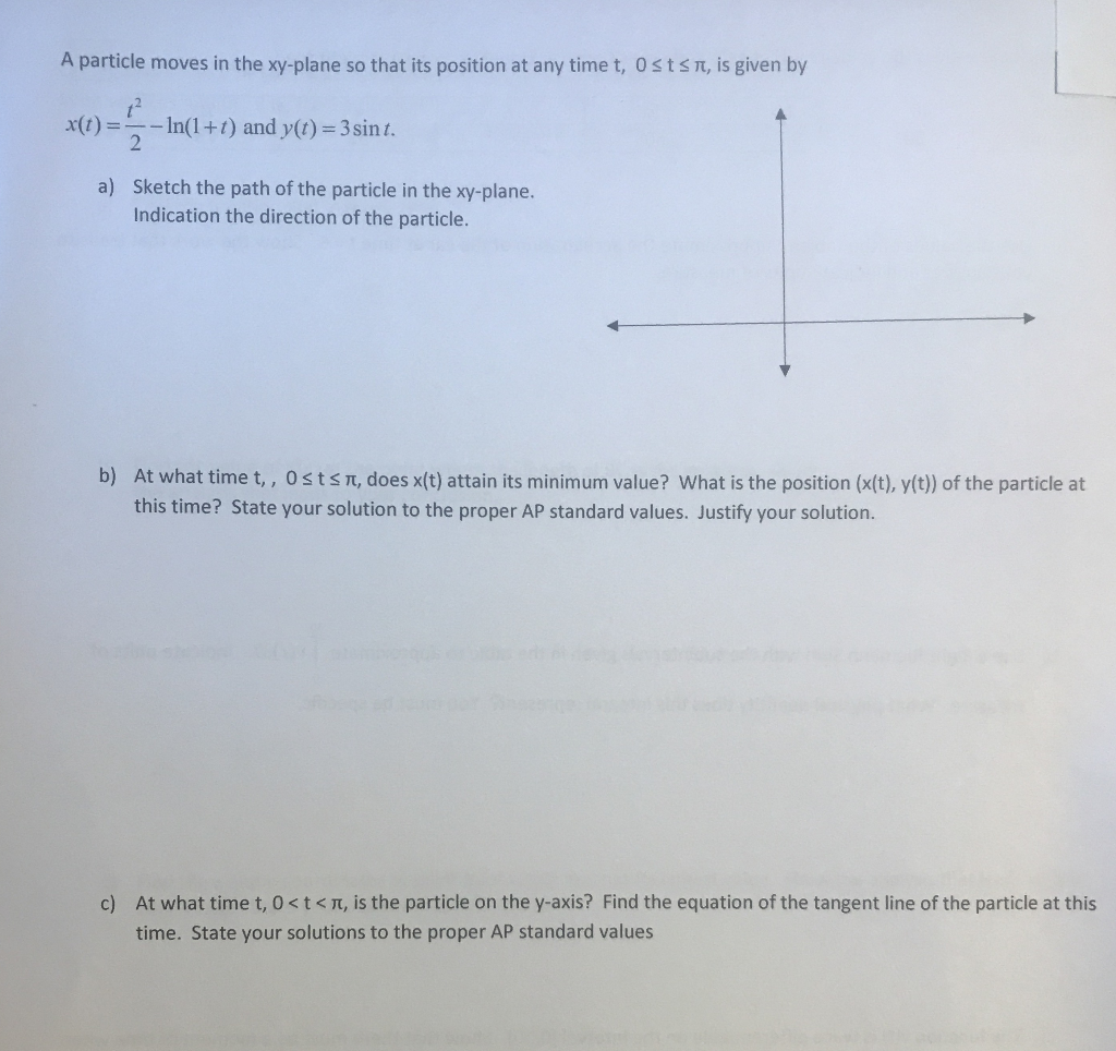 Solved A particle moves in the xy-plane so that its position | Chegg.com