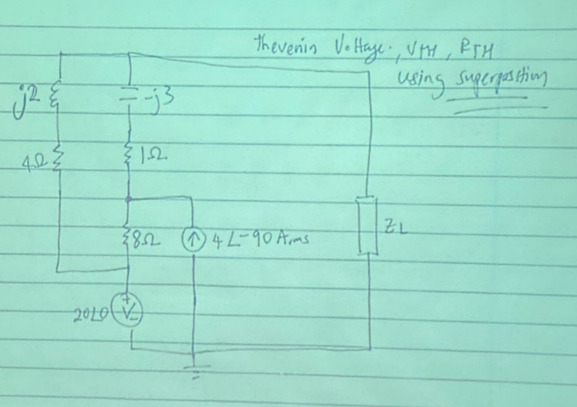 Solved Solve for Vth, Zth, current thru ZL (Thevenin's | Chegg.com