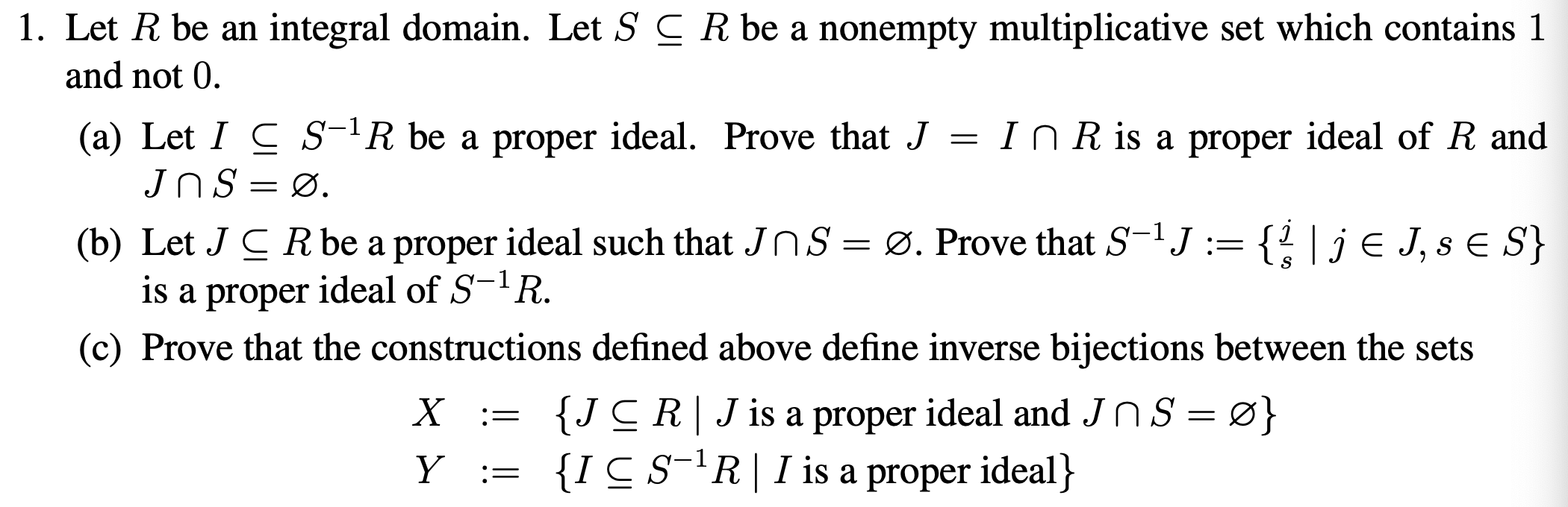 Solved 1. Let R be an integral domain. Let S⊆R be a nonempty | Chegg.com