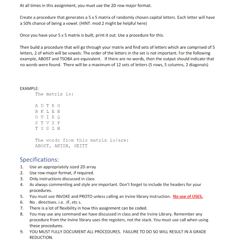 Solved At all times in this assignment, you must use the 2D | Chegg.com