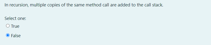 Solved In recursion, multiple copies of the same method call | Chegg.com