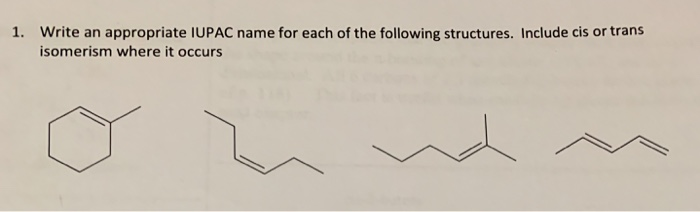 Solved Write an appropriate IUPAC name for each of the | Chegg.com