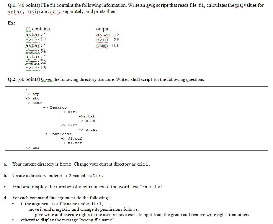 Solved Q.1.(40 points) File f1 contains the following | Chegg.com