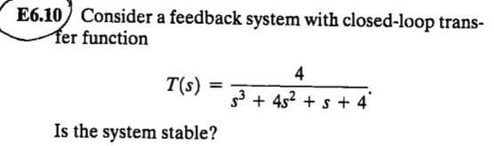 Solved E6.10 Consider a feedback system with closed-loop | Chegg.com