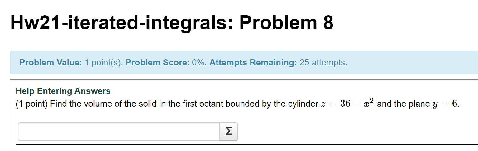 Solved Hw21-iterated-integrals: Problem 8 Problem Value: 1 | Chegg.com