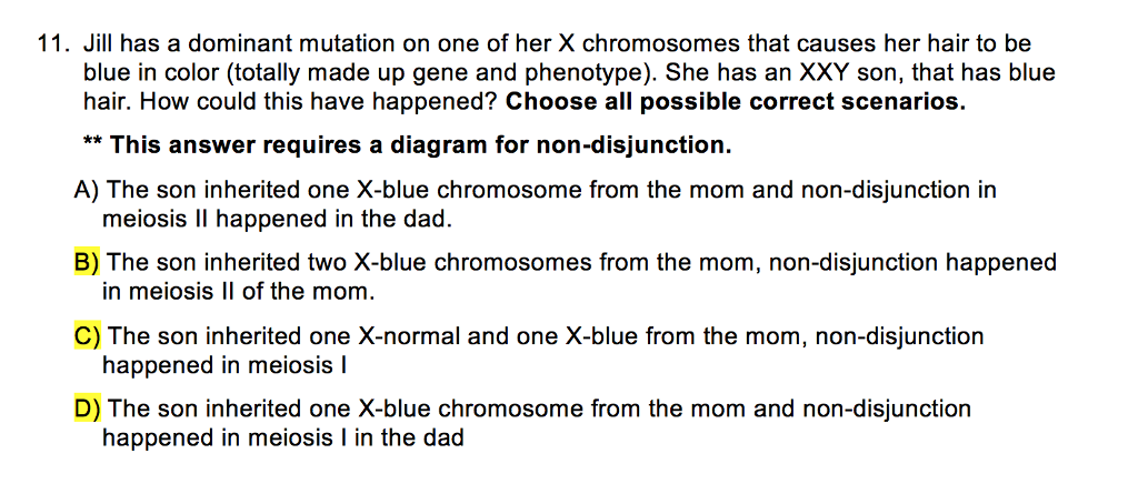 Solved For the following genetics multiple-choice question, | Chegg.com