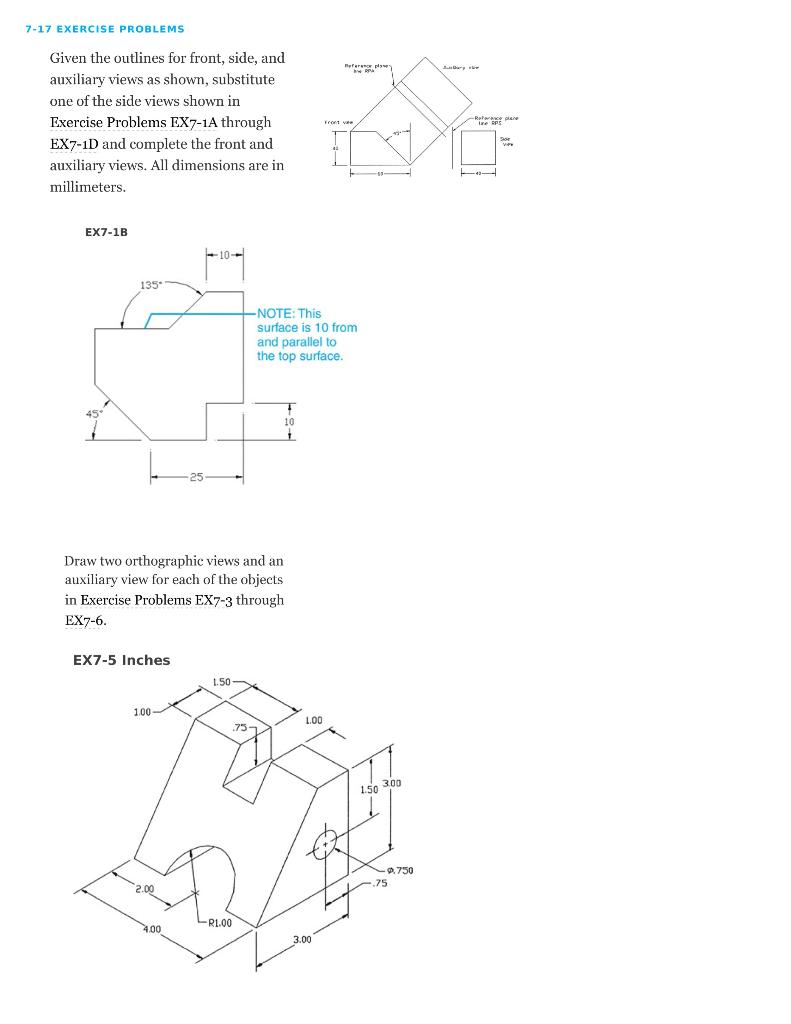 Solved Given the outlines for front, side, and auxiliary | Chegg.com