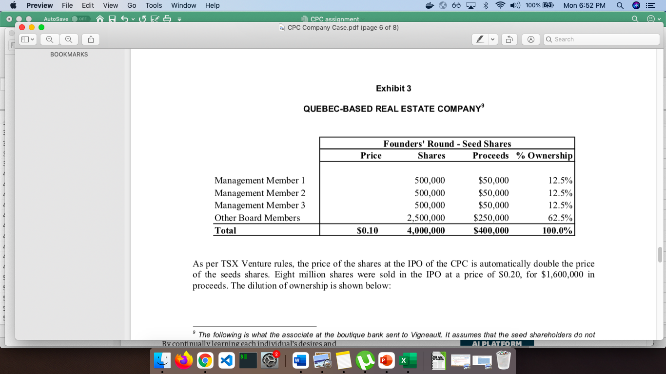 JOSEPH VIGNEAULT & THE CAPITAL POOL COMPANY | Chegg.com