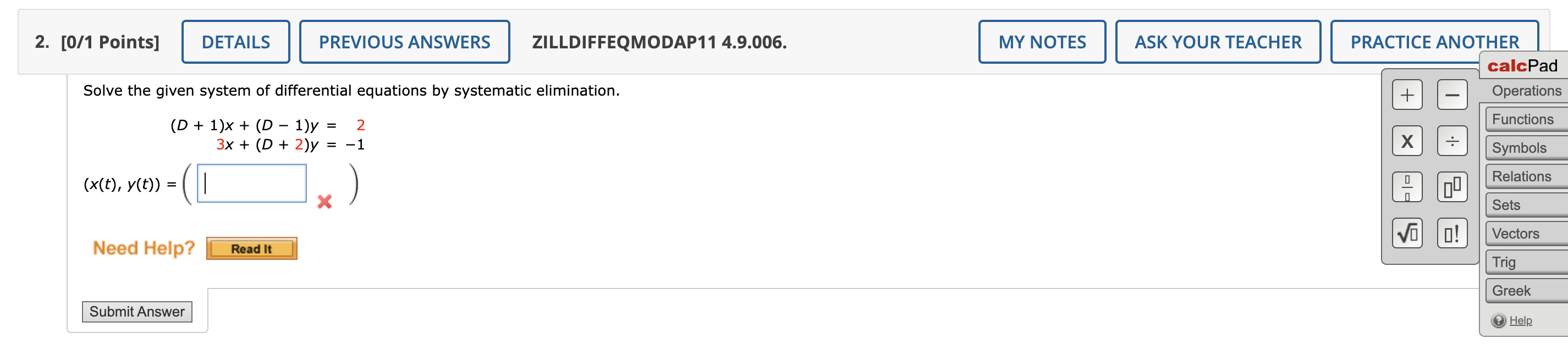 Solved Solve the given system of differential equations by | Chegg.com