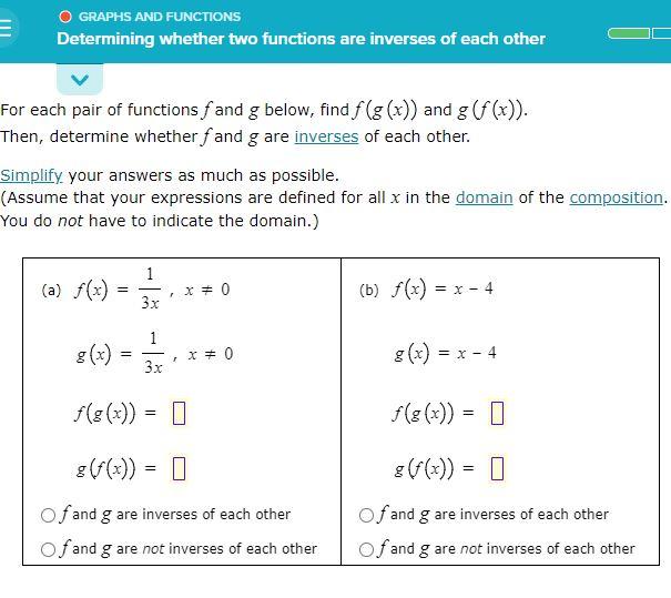 Solved For each pair of functions f and g below, find fgx | Chegg.com
