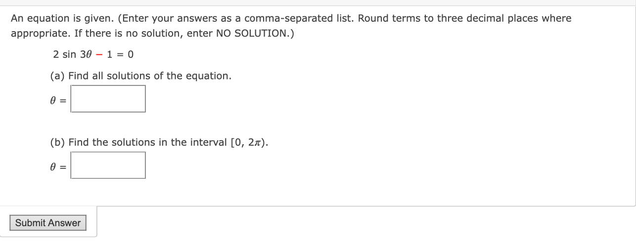 Solved An equation is given. (Enter your answers as a | Chegg.com