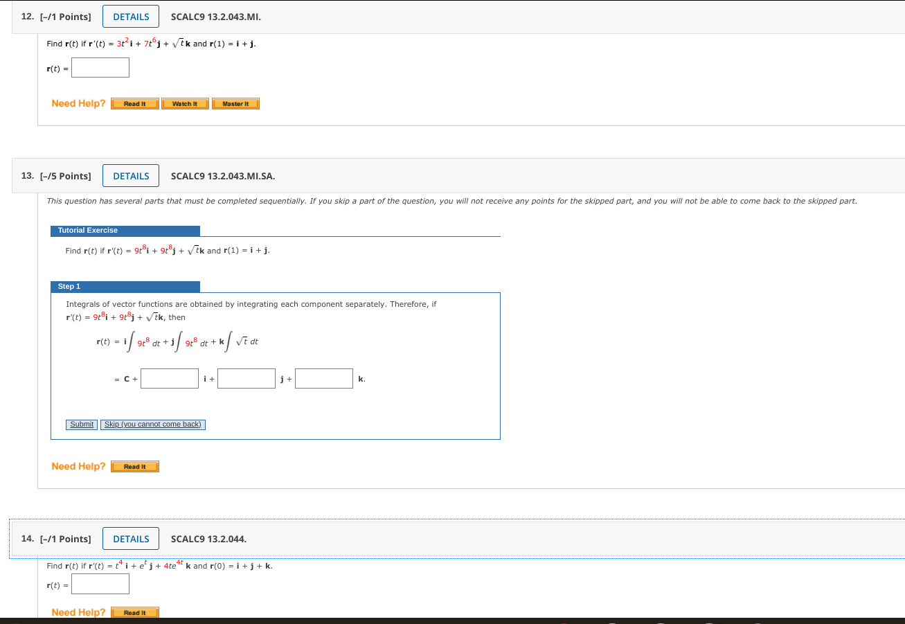 Solved 12. (-/1 Points) DETAILS SCALC9 13.2.043.MI. Find | Chegg.com