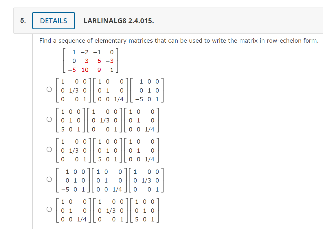 Solved Find a sequence of elementary matrices that can be | Chegg.com