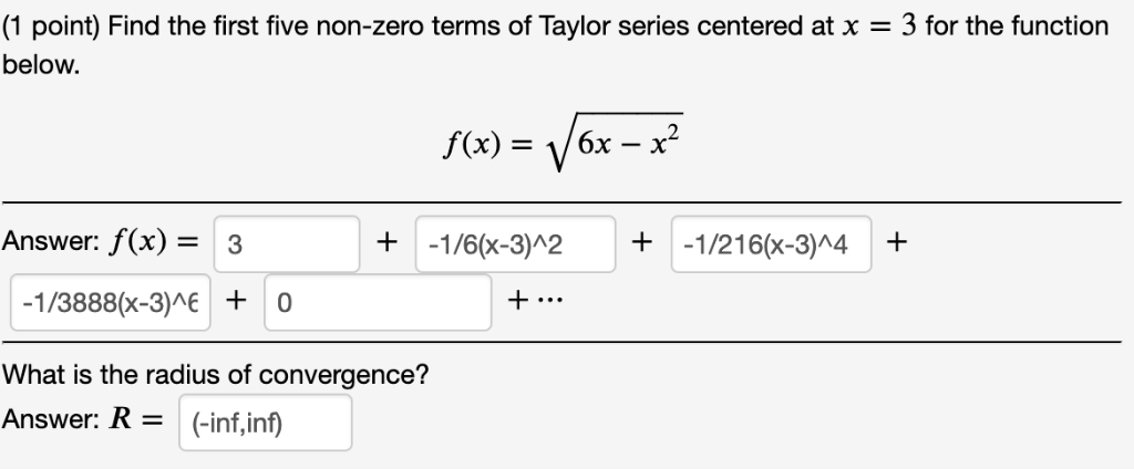 Solved Find the first five non-zero terms of Taylor series | Chegg.com