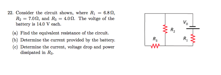 Solved 22. Consider the circuit shown, where R1 6.8 Ω, R2 = | Chegg.com