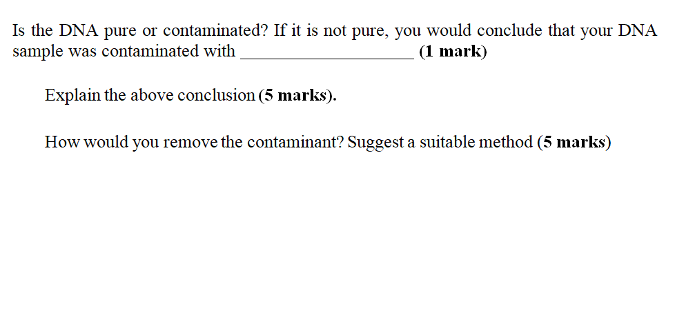 Solved Is the DNA pure or contaminated? If it is not pure, | Chegg.com