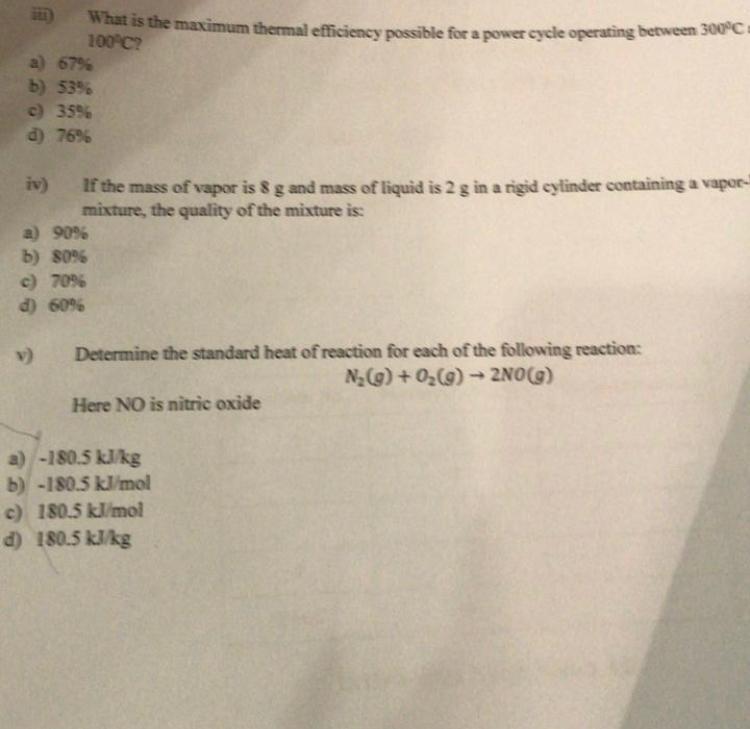 Solved What is the maximum thermal efficiency possible for a | Chegg.com