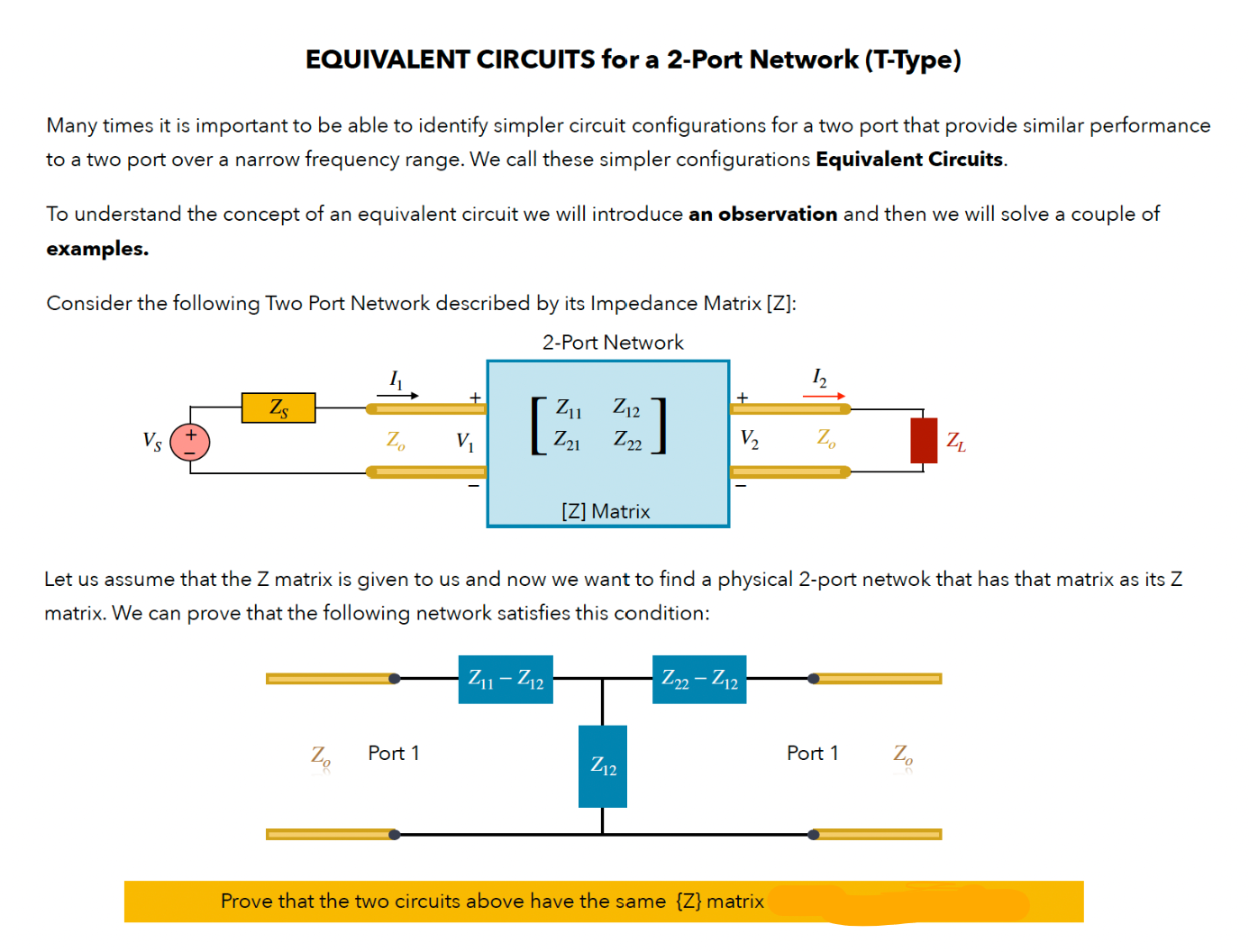 EQUIVALENT CIRCUITS for a 2-Port Network (T-Type)Many | Chegg.com