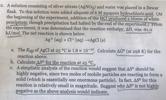 Solved A solution consisting of silver nitrate (AgNO3) and | Chegg.com