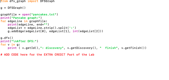 Solved from graph import Graph class DFSGraph (Graph): Part | Chegg.com