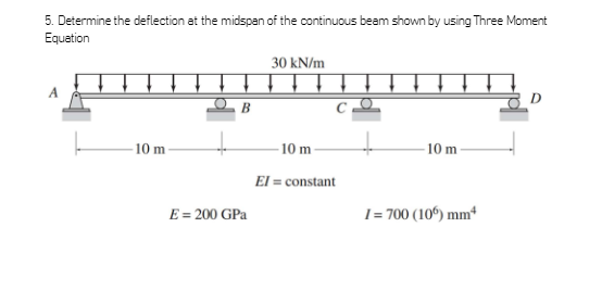 Solved 5 Determine The Deflection At The Midspan Of The