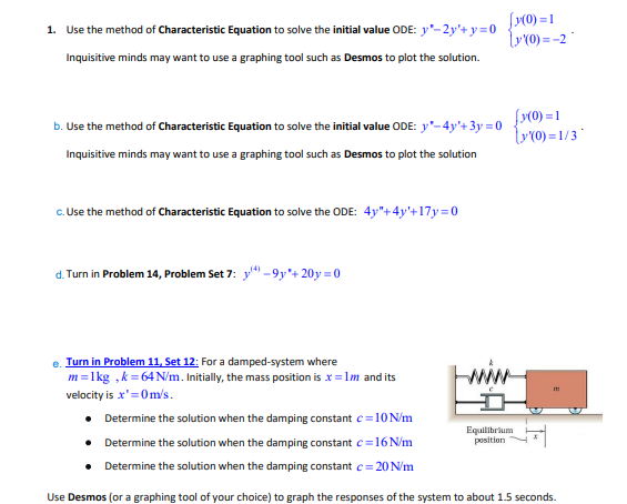 Solved 1. Use the method of Characteristic Equation to solve | Chegg.com