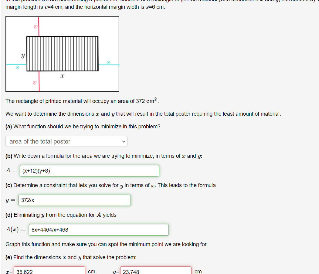 Solved margin length is v=4 cm, and the horizontal margin | Chegg.com