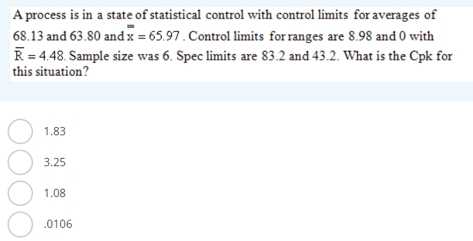 Solved A process is in a state of statistical control with | Chegg.com