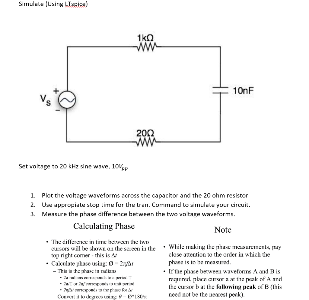 Solved Simulate (Using LTspice) 1kg 10nF 2002 Set voltage to | Chegg.com