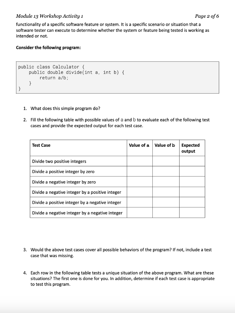 Solved Module 13 Workshop Activity 1 Page 1 of 6 Activity | Chegg.com