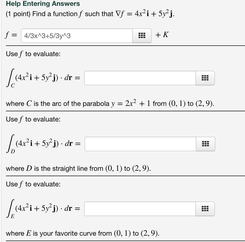 Solved Help Entering Answers (1 point) Find a function f | Chegg.com