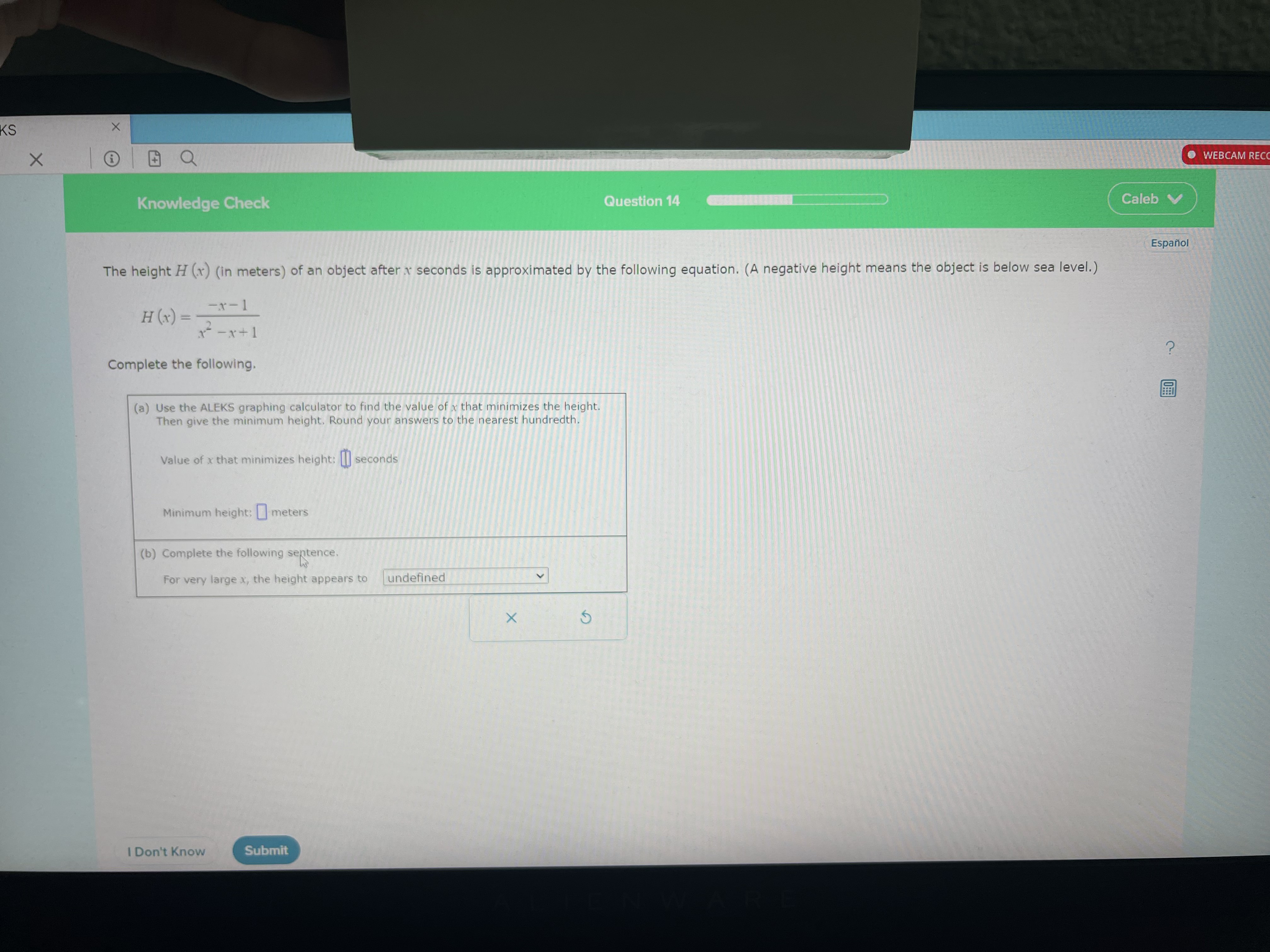 Solved The height H(x) (in meters) of an object after x | Chegg.com