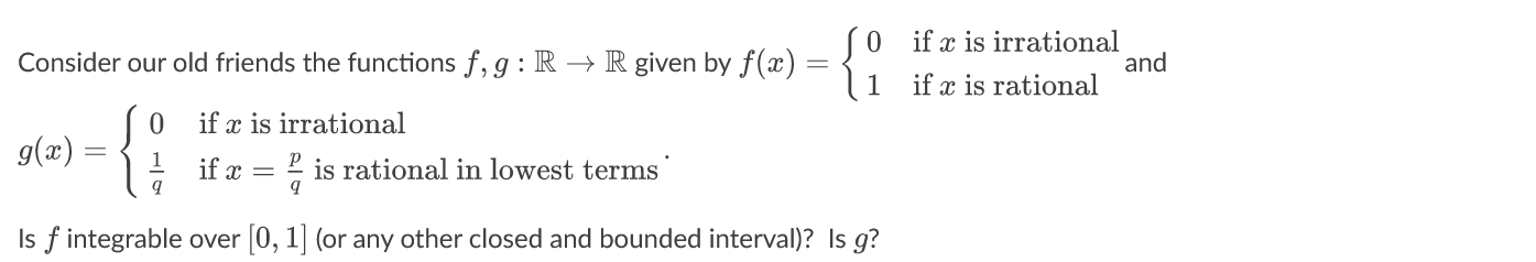 Solved Consider our old friends the functions f,g:R→R given | Chegg.com