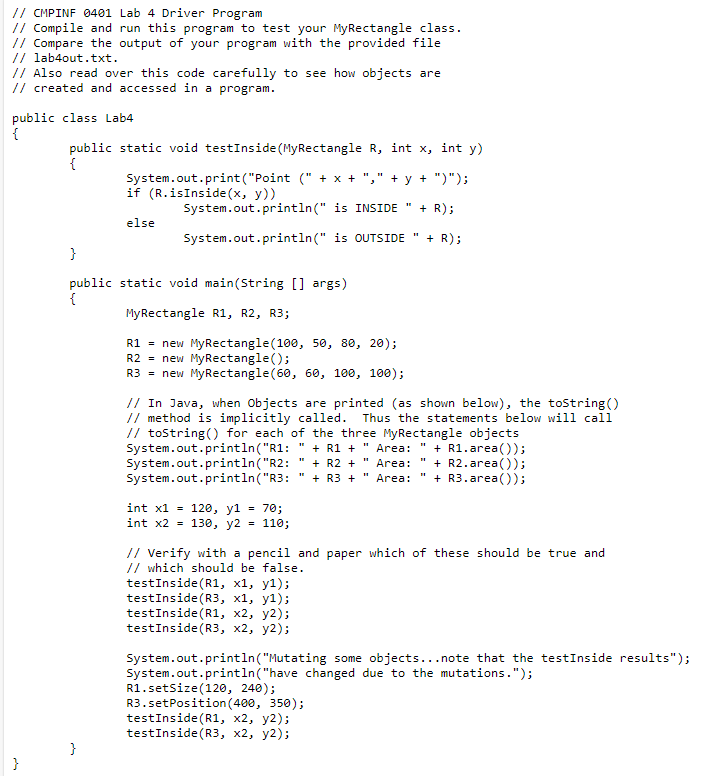 Solved We do not want users of MyRectangle to have direct | Chegg.com