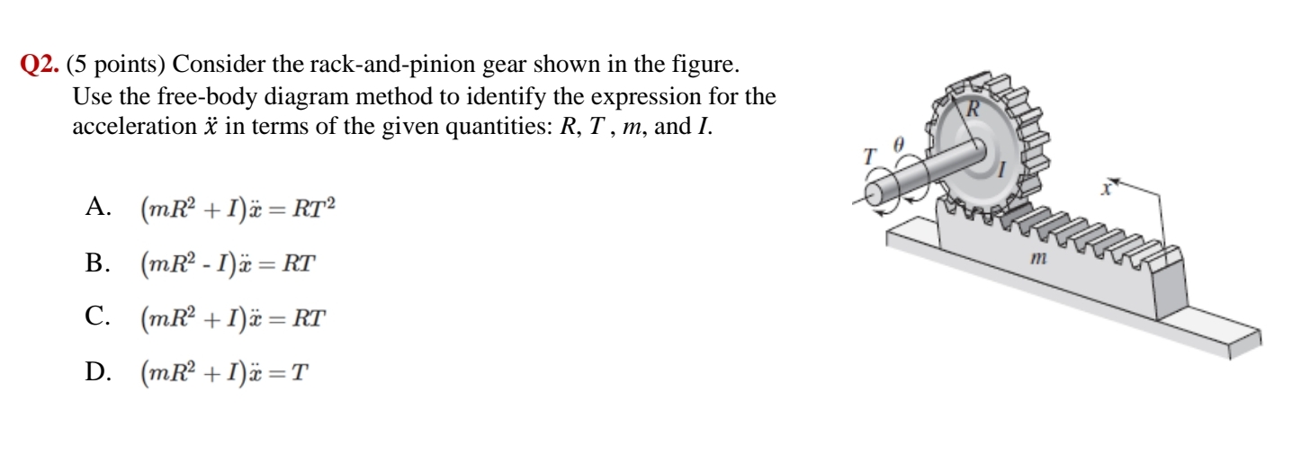 Solved 2. (5 points) Consider the rack-and-pinion gear shown | Chegg.com