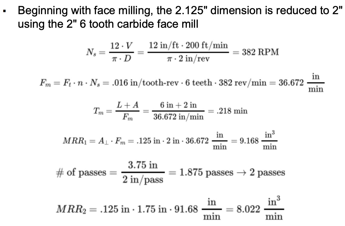 Solved Face milling V =200sfm End milling V =90sfm n=6 n=4 | Chegg.com