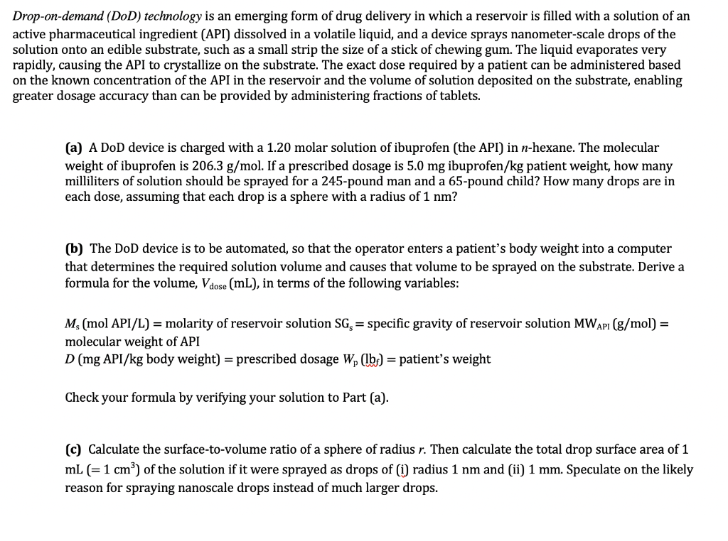 Drop-on-demand (DoD) technology is an emerging form | Chegg.com