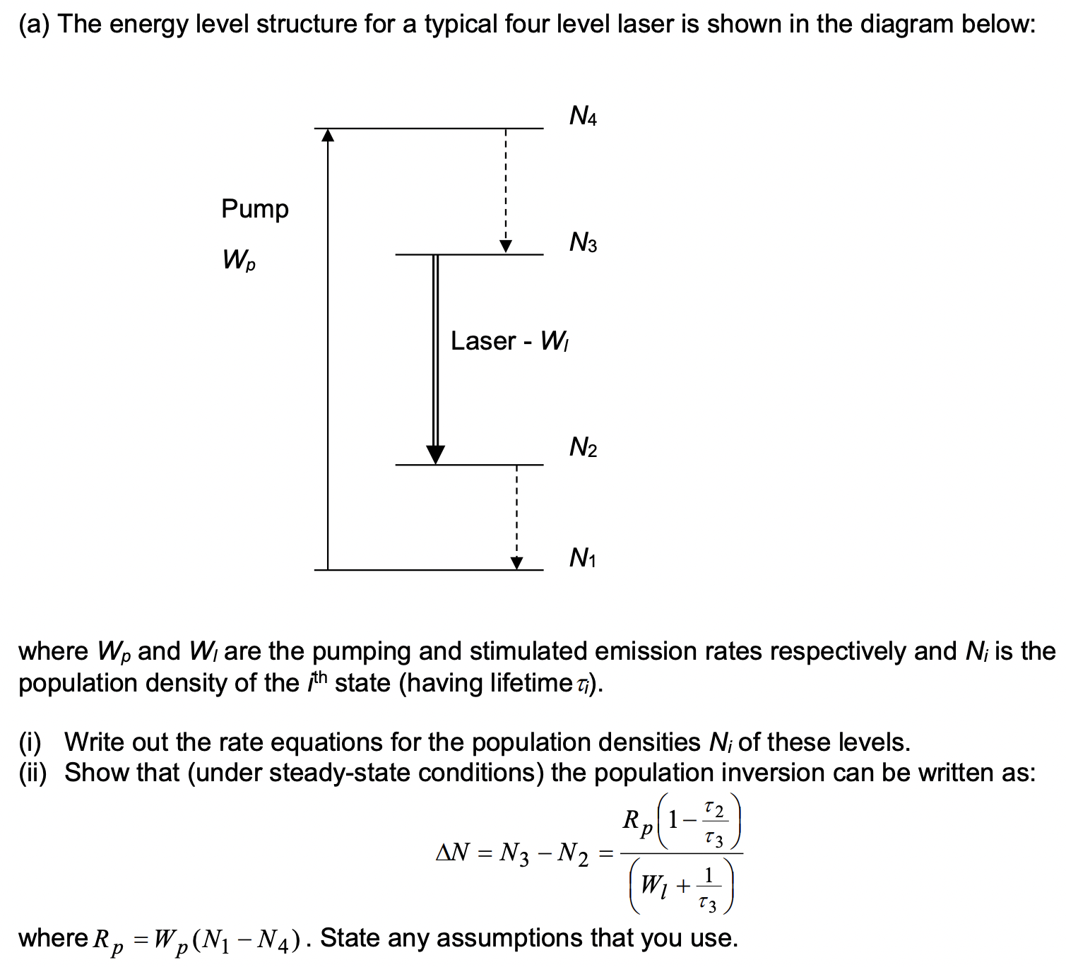 Solved (a) The energy level structure for a typical four | Chegg.com