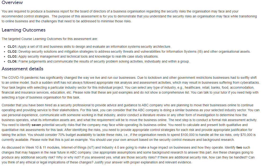 Your report should highlight the following | Chegg.com