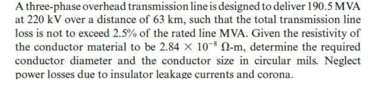 Solved A three-phase overhead transmission line is designed | Chegg.com
