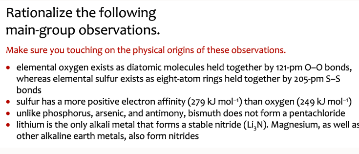 Solved Rationalize the following main-group observations. | Chegg.com