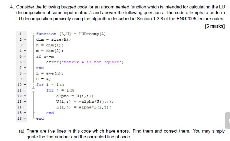 Solved 4. Consider the following bugged code for an | Chegg.com