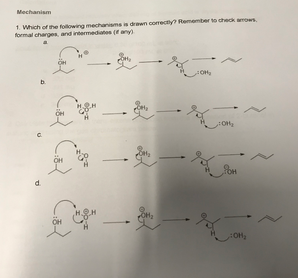 Solved Mechanism 1. Which of the following mechanisms is | Chegg.com