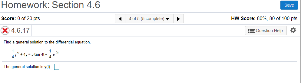 Solved Homework Section 4 6 Save Score 0 Of 20 Pts 4 Of 5